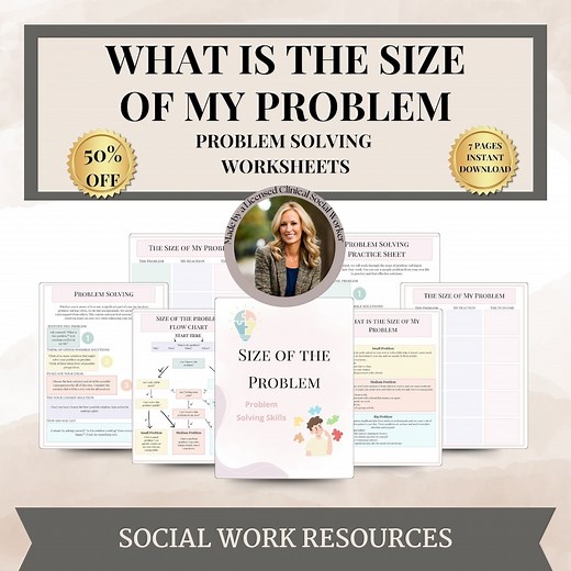 The Size of the Problem Worksheets, Kids and Teen Therapy, Group Therapy, Therapy Worksheets, Executive Functioning Skills, ADHD Management - Etsy
