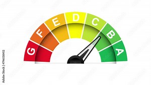 Meter and scale of Energy Efficiency Certification. Set of all classes.