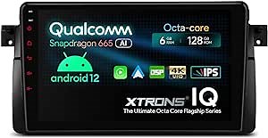 XTRONS 9 Inch Android 12 Car Stereo, 6GB+128GB, Bluetooth, GPS Navigation, Wireless CarPlay, Android Auto, BMW E46 M3, Rover75 MG Compatible
