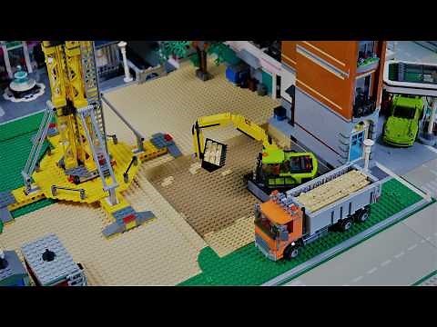 Lego City Construction Crew Construction site ( tower crane 7905, excavator, concrete mixer, truck)