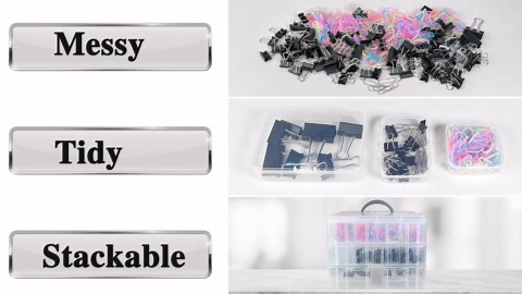 Guyuyii 58-Piece Bead Organizer & Storage Solution - 3-Tier Stackable Box with Lids, Labels for Diamond Painting Drills, Garden Seeds, & Jewelry Making - Portable Clear Case with Individual Containers