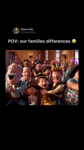 @clownvids on Instagram: "This video features a poignant scene from the opening sequence of Pixar’s 2009 film, Up, which masterfully illustrates contrasting family dynamics through visual storytelling. On Ellie’s side of the church, the atmosphere is vibrant, loud, and overflowing with a large, enthusiastic group of relatives who celebrate with unbridled joy. In stark contrast, Carl’s side consists of only a few individuals who sit in somber, disciplined silence, highlighting his much smaller an
