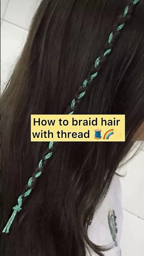 How to braid hair with thread 🧵🌈 | wrap | braid | navratri hairstyle #shorts #viral #hairstyle