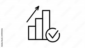 Animated business icon. Line Illustration with check mark. Graphic element related to selection, confirmation, approval, guarantee, management operations. Dynamic, simple minimalistic design for web