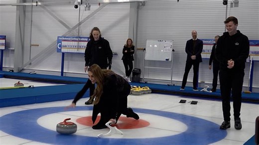 William and Kate try their hand at curling in Stirling