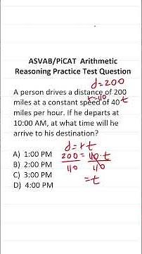 ASVAB/PiCAT Arithmetic Reasoning Practice Test Question: Distance, Rate, and Time (d = rt)