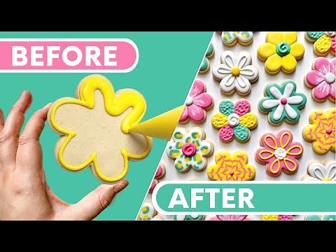 9 Fun Flower Cookies Using 1 Shape AND 1 Consistency!