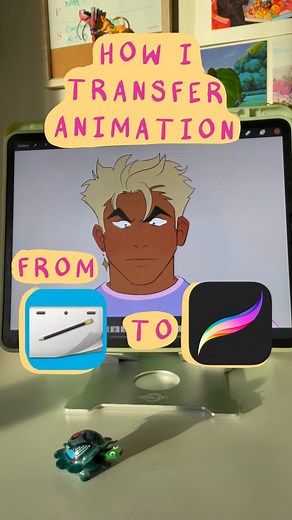 ✨ Rough Animator to Procreate tutorial: Written steps below ⬇️⬇️ ✨ I have never seen a tutorial on something like this before, but they might exist or maybe you might know this but in case you didn’t! Step by Step: 1. Export your animation from Rough Animator 2. Make sure you export as a PNG sequence with a transparent background 3. Save it to your files (good idea to name the folder) 4. Open Procreate and create a new Procreate canvas with the same dimensions as your Rough Animator file. 5. Spl