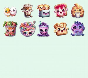 30 Kawaii Breakfast Clipart Bundle, Cute Kawaii Breakfast Clipart PNG for Scrapbooking, Planners & DIY Crafts, Commercial Use - Etsy