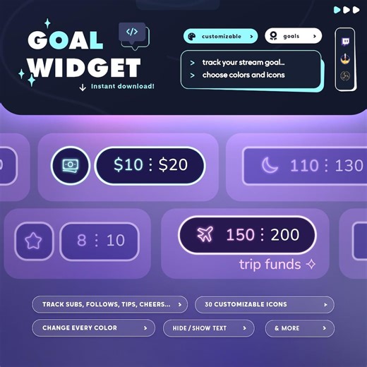 Pill Goal Widget | Twitch | Minimal Goal for Streamers | Customizable | Streamelements OBS Streamlabs - Etsy