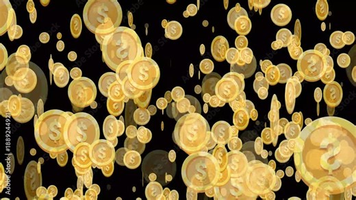 Dollar Falling - Dollar bills falling down from the sky. All denominations of American currency . Alpha channel ...