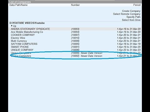 Newer Version DATA ERROR TALLY PRIME 2.1
