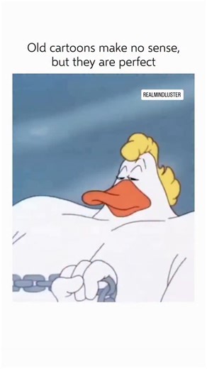 Realmindluster on Instagram: "💪 Interesting Fact: Muscle Tussle (1953) — This short film is a prime example of the extreme, non-linear slapstick humor popular in 1940s and 50s Warner Bros. cartoons, where the characters’ bodies defy all laws of physics (as seen when Daffy’s body is squeezed into a bottle or his teeth fly out). The short’s theme is a parody of the popular strongman competition trope common in early cinema. Daffy Duck’s over-the-top confidence and subsequent, often self-inflicted