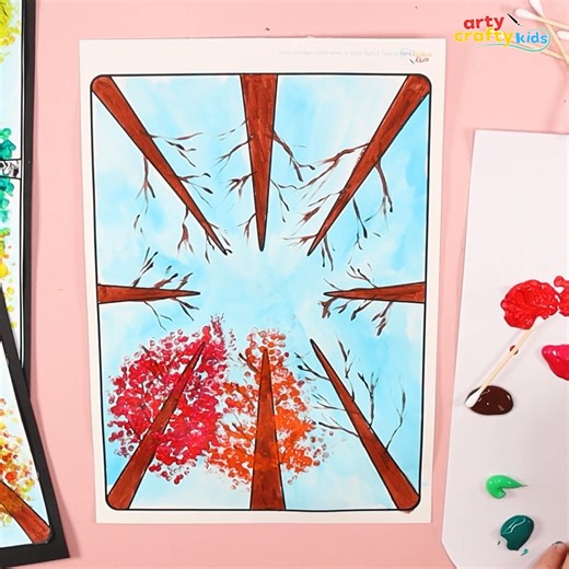 Perspective Fall Tree Art 🍁 🍂 🍃 simple and super effective! | Arty Crafty Kids
