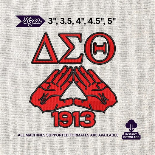 Delta Sigma Theta Hand Symbol Embroidery Design | DST Greek Letters, 1913 (digital Download) - Etsy