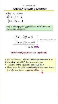 Solve Systems by Elimination | Write Solution Set with Y Arbitrary