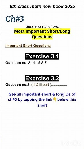 9th Class mathNew Book 2025 Chapter 3 || Important short and long questions #9th #class9 #exam2026