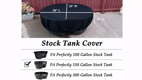 Waterproof Stock Tank Cover for 150 Gallon Rubbermaid Stock Water Tank Pool Pond Cover Ice Bath Hot Tub Cover Oval