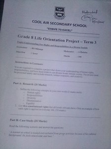 Grade 8 Life Orientation Project - Term 3Topic: Understanding ... | Filo
