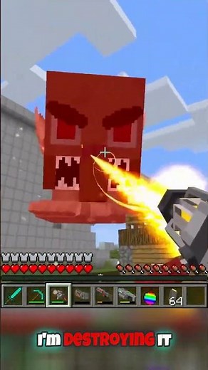 A GIANT EVIL VILLAGER HEAD ATTACKED OUR VILLAGE IN MINECRAFT #minecraft #defense #brainrot