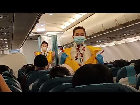 Philippine Airlines (PAL) Aircraft Safety Features Demo by Cabin Crew