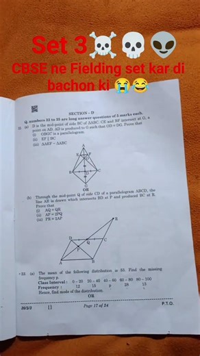 Math standard paper set 3 tough like JEE level 😂 #viral#shortsfeed#cbse#10th#maths#set3#boardexam
