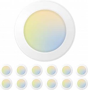 Amico 12 Pack 5/6 Inch LED Disk Lights, Dimmable Flush Mount Ceiling Disc Lights, 2700K/3000K/4000K/5000K/6000K Selectable, 12W Eqv 110W, 1050LM, Low Profile Surface Mount Ceiling Light, ETL&FCC