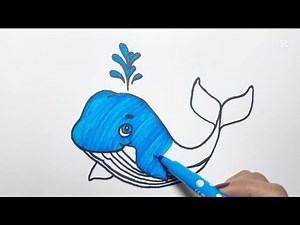 How to draw a blue whale| How to draw and colour | Blue whale drawing