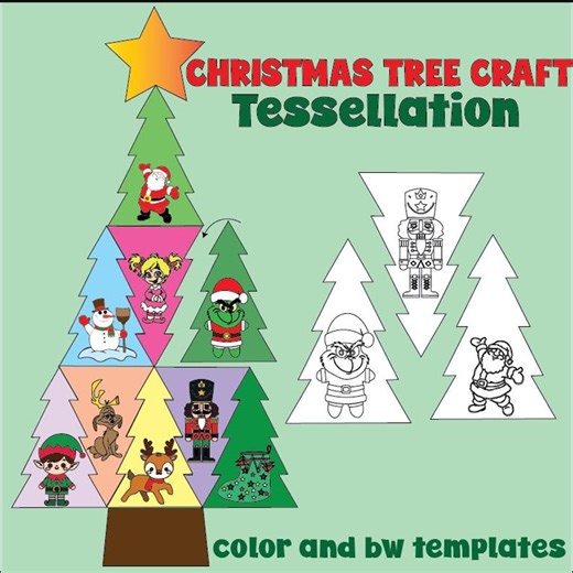 Christmas Tree Tessellation | Math Art, Classroom Bulletin (digital Download) - Etsy UK