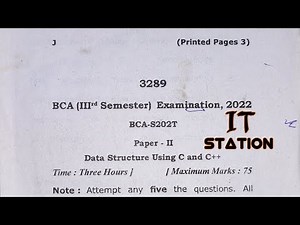 Data structure previous year exam paper BCA 3rd semester || 2022