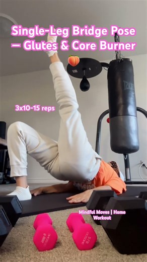 Single-Leg Bridge Pose — Glutes & Core Burner 🍑 #trending #weightloss #homeworkout