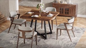 Tribesigns Square Dining Table for 2, 31.5" Industrial Dinner Table with Metal Base, Kitchen Table for Dining Room, Small Space, Apartment, Rustic Brown & Black