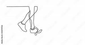 Self drawing animation of walking a dog - continuous line drawing