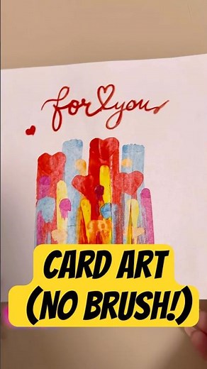 Painting a greeting card using a plastic card (easy DIY idea)
