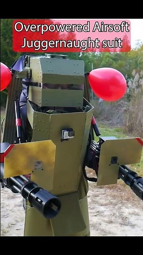 Overpowered Airsoft Juggernaut Suit w/ TWO Mini-Guns #shorts #airsoft