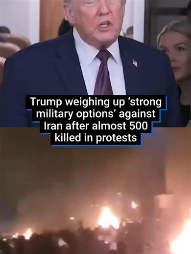 The US-based Human Rights Activist News Agency (HRANA) says it has verified the deaths of nearly 500 protesters. Trump has claimed Iran proposed negotiations after the US threatened strikes in response to the country’s bloody crackdown targeting demonstrators. Trump and his national security team have been weighing a range of potential responses against Iran, including cyber-attacks and direct strikes by the US or Israel. #us #donaldtrump #iran #protest #worldnews