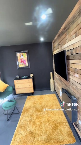 1 bed bungalow (X2 containers). Living room looking clean🥶 #containerhome #affordableliving #projects