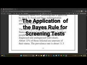 The Application of the Bayes Rule for Screening Tests