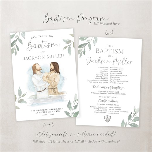 LDS Baptism Program Template: Customizable Floral Design (digital Download) - Etsy