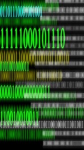 Download Binary code streams in green, blue, white - futuristic digital data flow loop for free