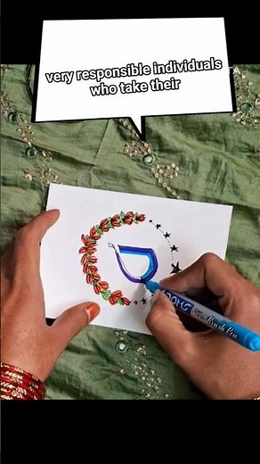 How to draw design letter D easy #circle #drawing #shorts #ytshorts #drawingtutorial