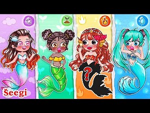 [🧜‍♀️Paper DIY] What Happens Seegi Becomes a Mermaid? ✨| Magical Makeover| Seegi Stop Motion Paper
