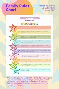 Printable Family Rules Chart - Instant Download Printable, Editable PDF, Fun Colorful Cheerful Stars - Etsy