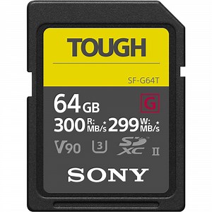 Sony TOUGH-G 64GB SDXC UHS-II U3 Class 10 V90 Card, 300MB/s read & 299MB/s write speeds SFG64T/T1 SD / SDHC Cards - Vistek Canada Product Detail