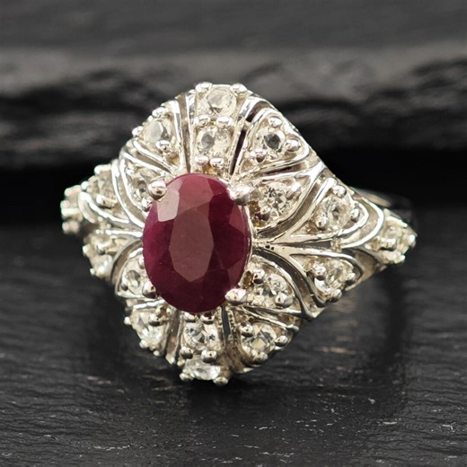 Glass Filled Ruby, Topaz Ring Sterling Silver Sz 6 - Etsy