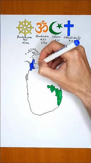 Religion in Sri Lanka 🇱🇰 | Religion Map drawing #shorts #religion #education #drawing #viral