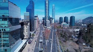 Towers Offices Buildings At Santiago Metropolitan Region Chile. Cultural Heritage City Tourism. Industry Landscape Buildings Beauty. Industry Urban Buildings Enterprise Town.