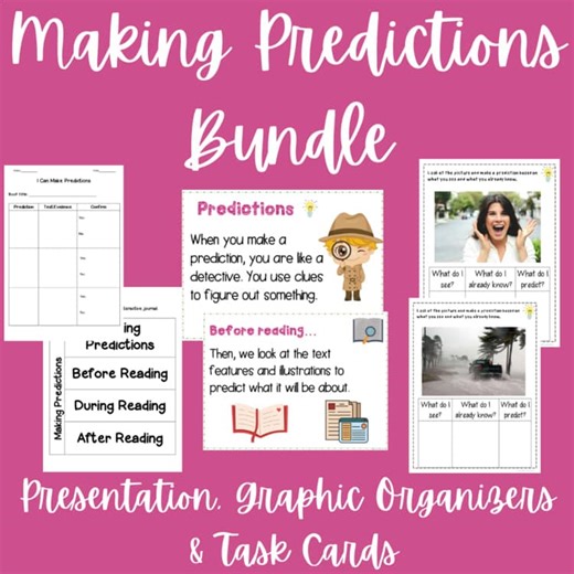 Making Predictions Bundle | Google Slides Presentation, Organizers & Task Cards