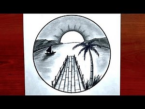 Easy Sunset Bridge Drawing | Simple Pencil Landscape Sketch Tutorial