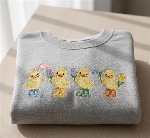 Cute Spring Duck Embroidered Sweatshirt, Baby Duck Spring Shirt, Easter Duck Crewneck - Etsy